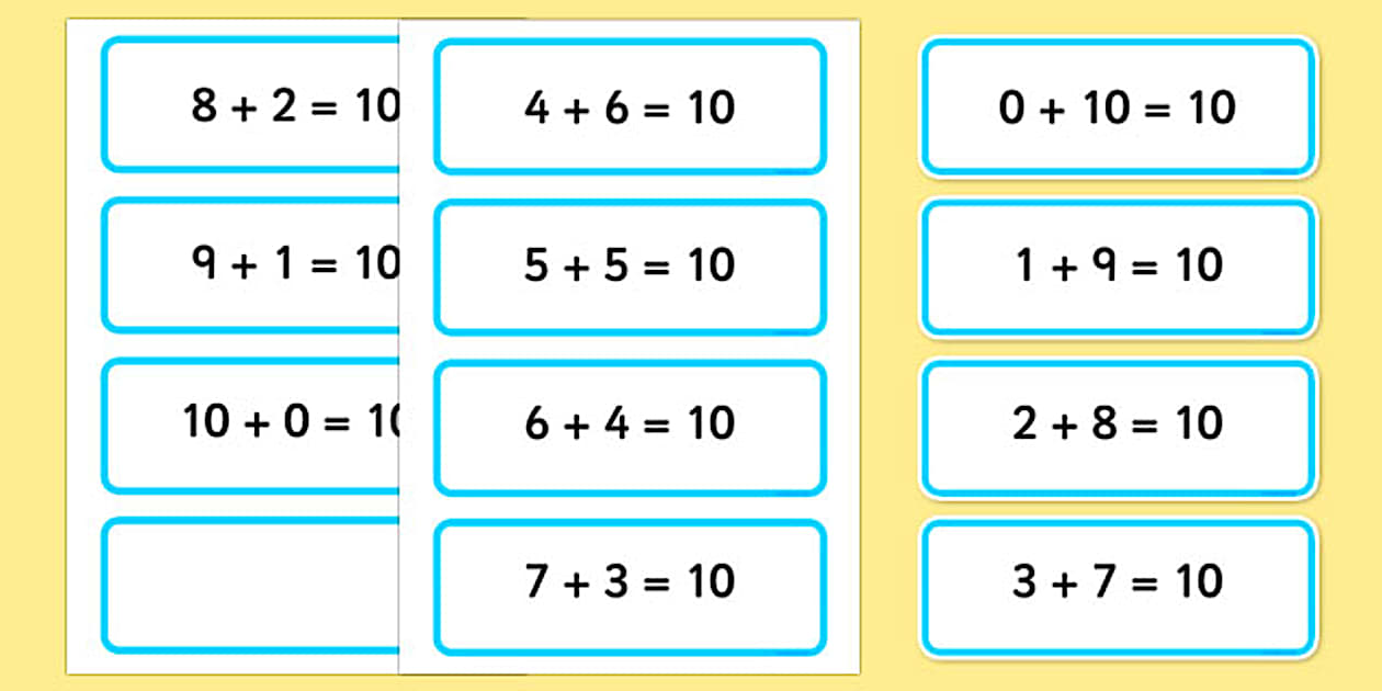 Number Bonds to Ten on word Cards (teacher made) - Twinkl