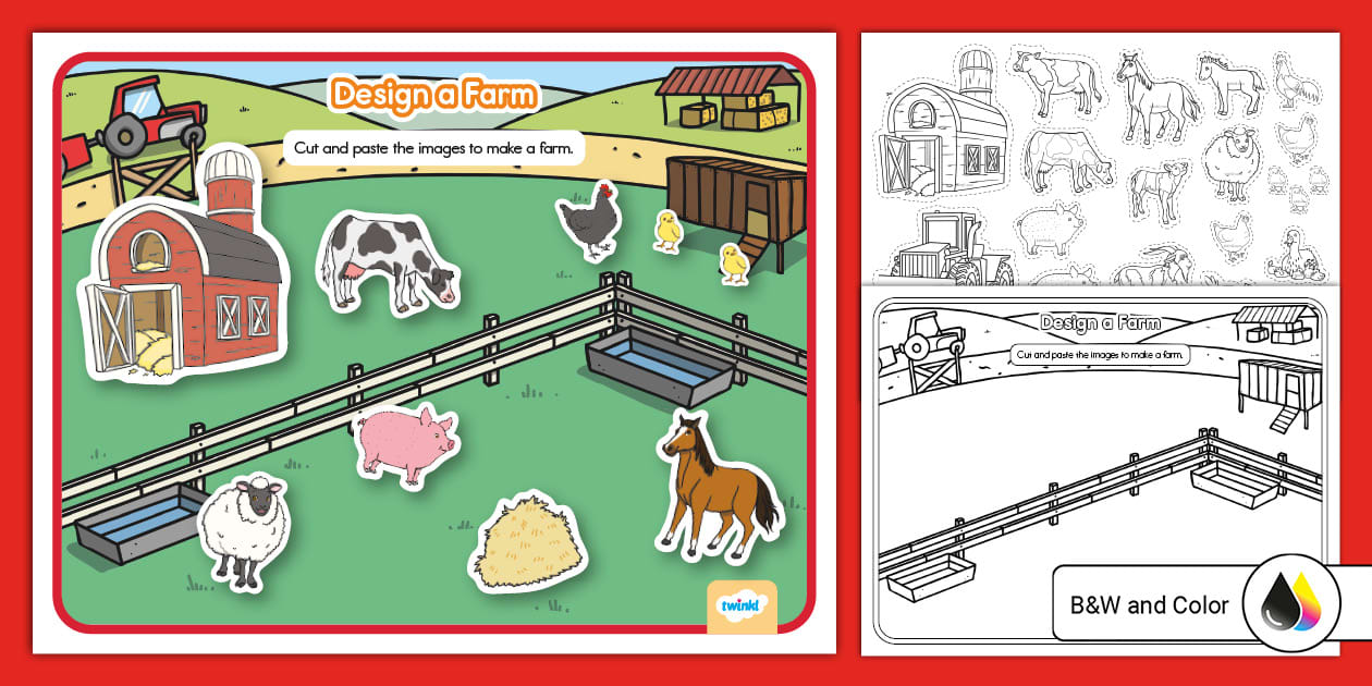 Build a Farm Cut and Paste Activity (teacher made) - Twinkl