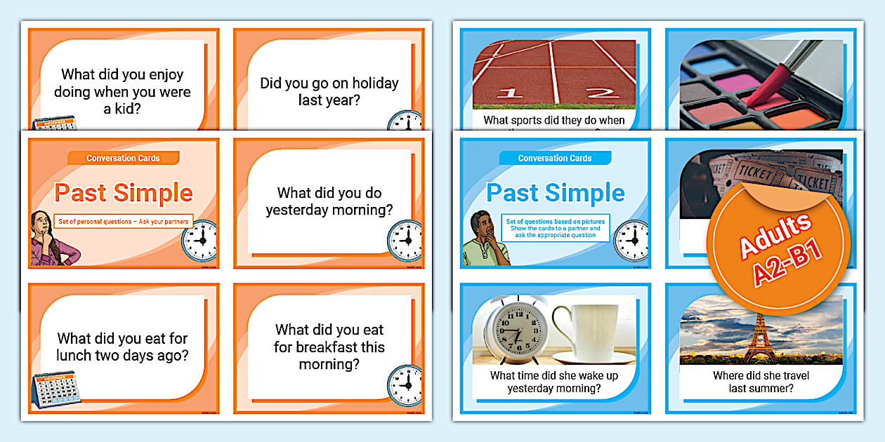 ESL Past Simple Question Cards [Adults, A2-B1] - Twinkl