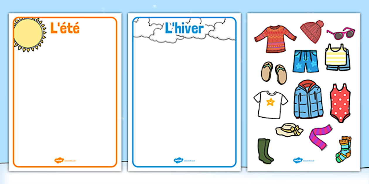 Winter and Summer Clothes Sorting Activity French - Twinkl