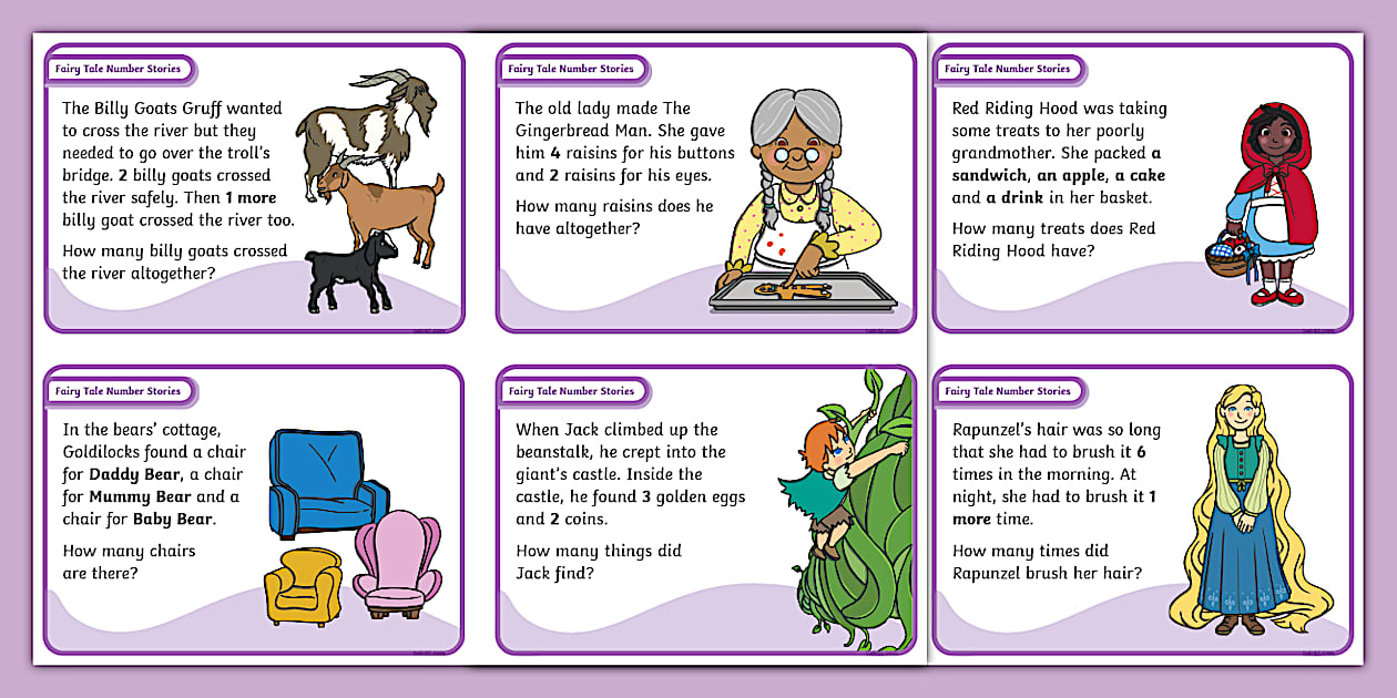 Fairy Tale Number Stories Cards for Kids (teacher made)