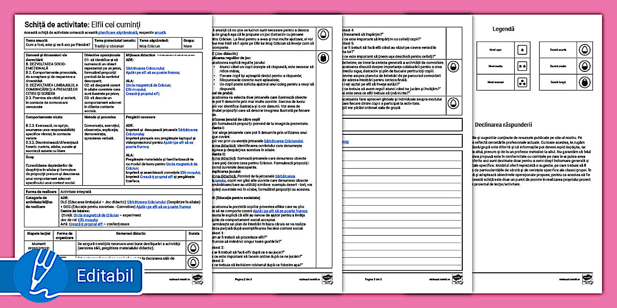 Moș Crăciun: Elfii cei cuminți Schiță activitate grupa mare