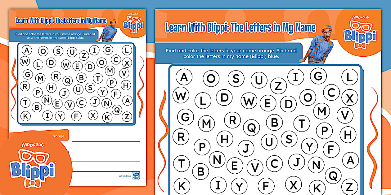 FREE! - Learn With Blippi: The Letters in My Name Worksheet