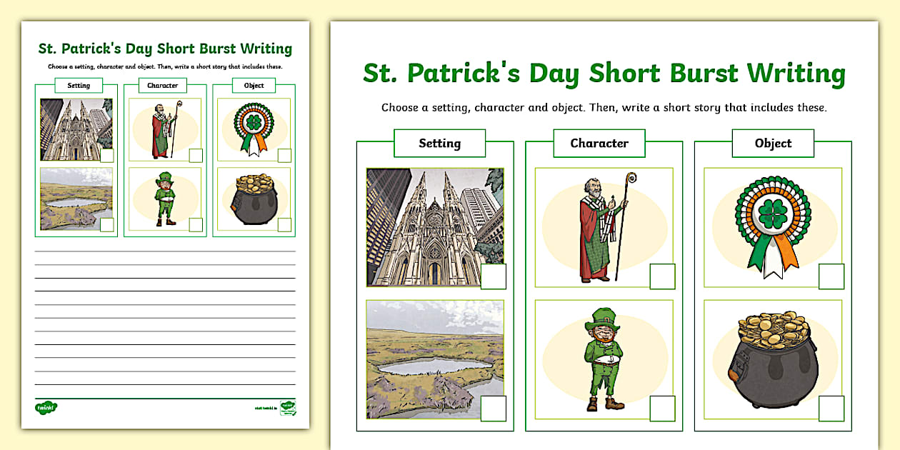 St. Patrick's Day Short Burst Writing Template - Twinkl