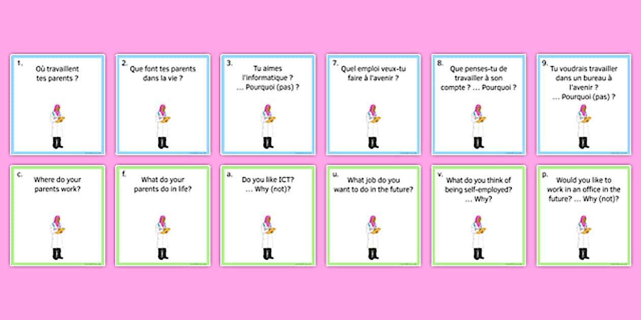 Black and White Jobs, Career Choices and Ambitions Question Pair Cards ...