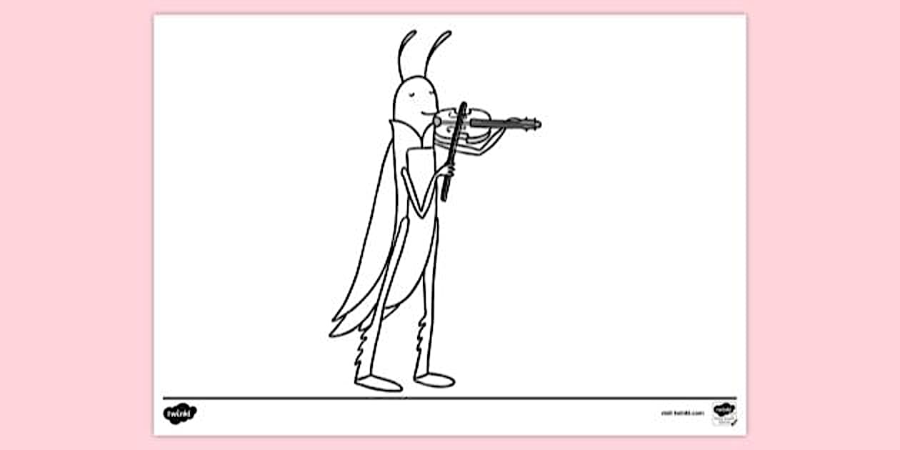 Grasshopper Playing Violin Colouring Sheet - Resources
