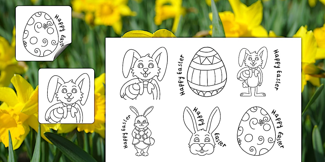 Easter Bunny - Spring - Mindfulness Colouring Stickers