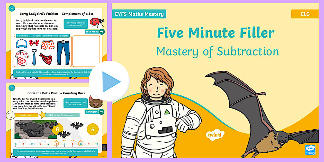 EYFS Maths Mastery: Five Minute Filler Subtraction (ELG) PowerPoint