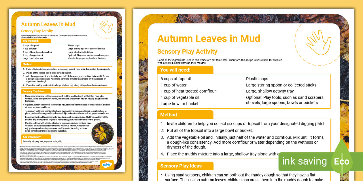 Autumn Leaves in Mud Sensory Play Activity | Sensory Play