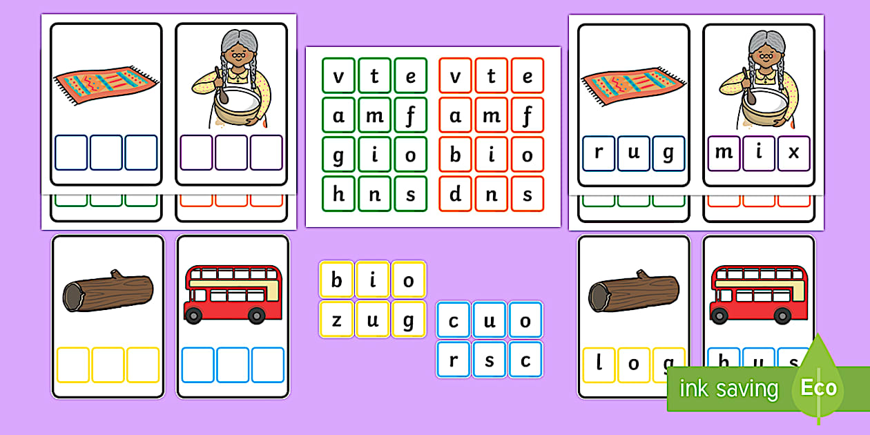 Editable Workstation Pack: CVC Words Mixed Spelling Activity