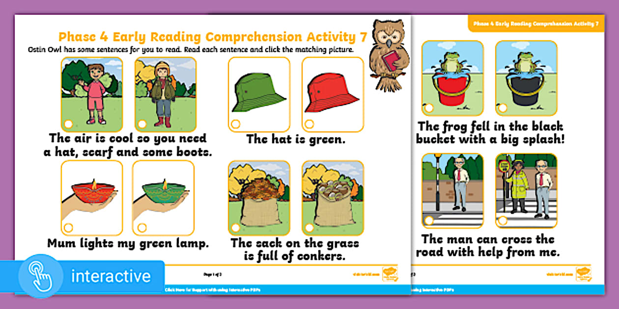 Interactive PDF: Phase 4 Early Reading Comprehension Activity 7