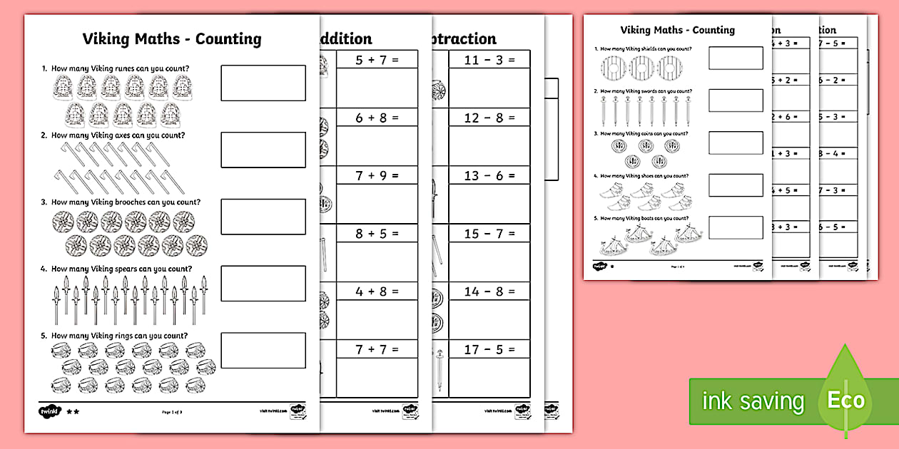 Viking Addition and Subtraction Worksheet / Worksheets