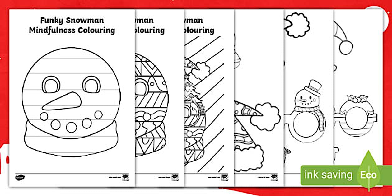 Funky Snowman Mindfulness Colouring Pages (teacher made)