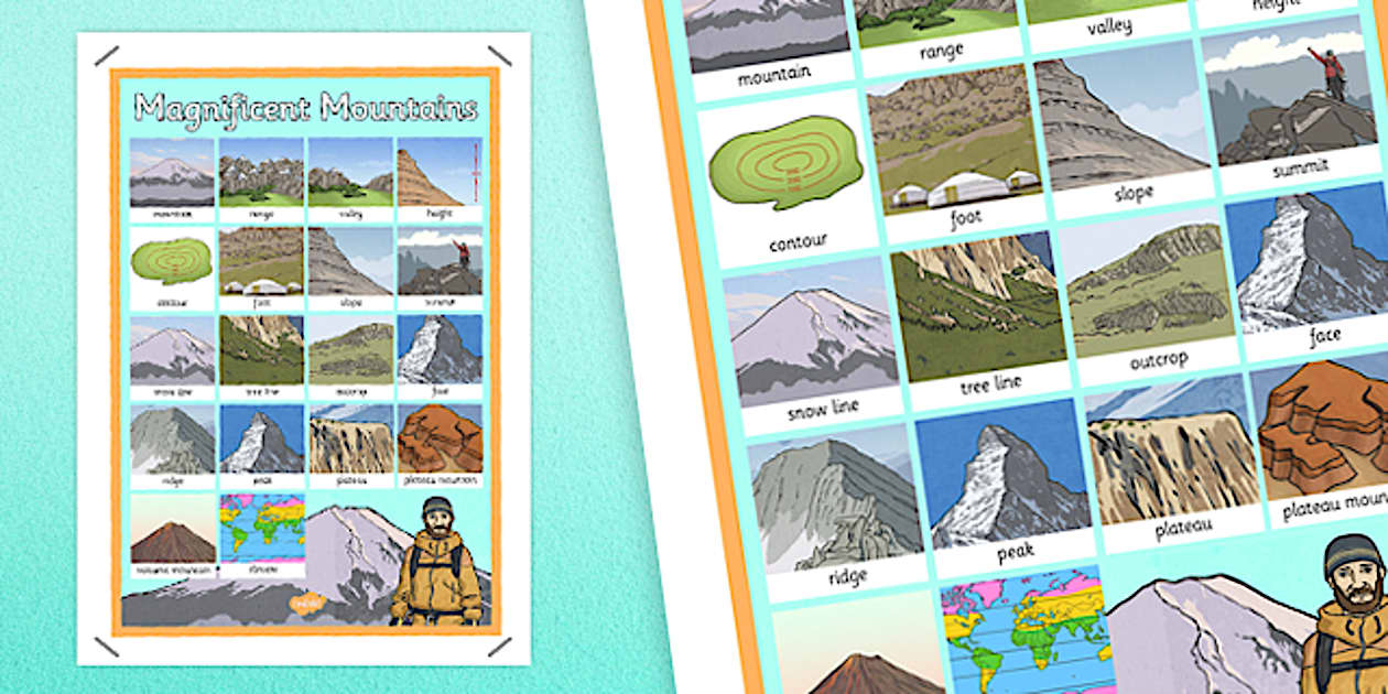 Cursive Magnificent Mountains Word Grid (teacher made)
