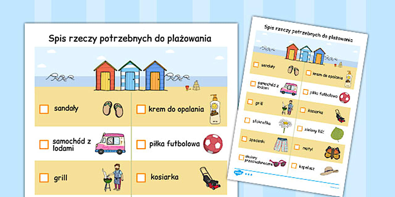 Lista rzeczy w domku na plazy po polsku (teacher made)