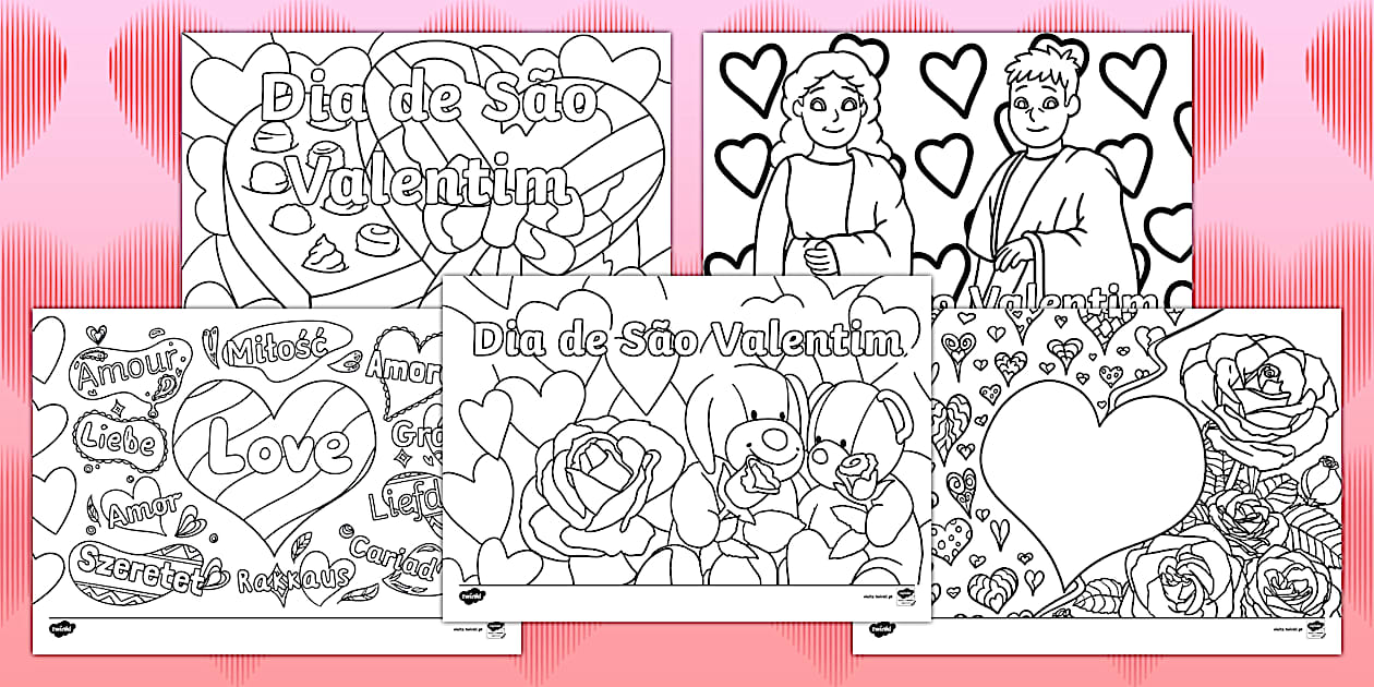 Fichas de colorir para Dia de São Valentim
