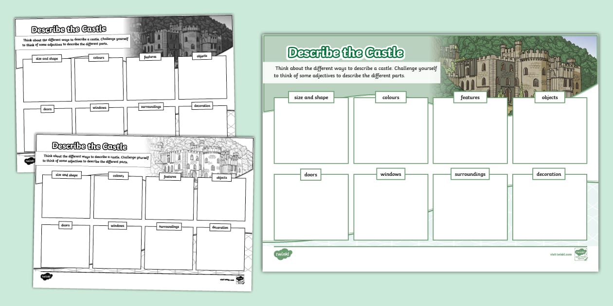 KS2 Castle Adjectives Worksheet - Twinkl