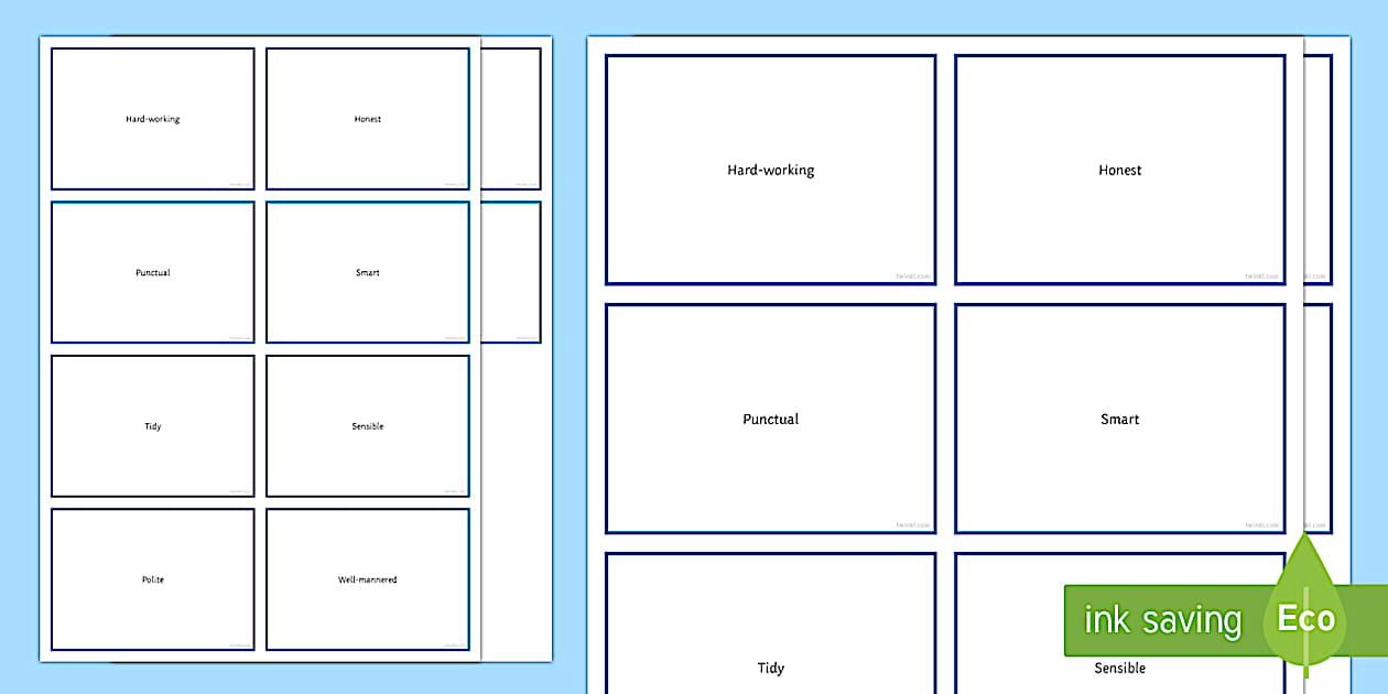 Black and White What Are My Qualities? Word Cards - Twinkl