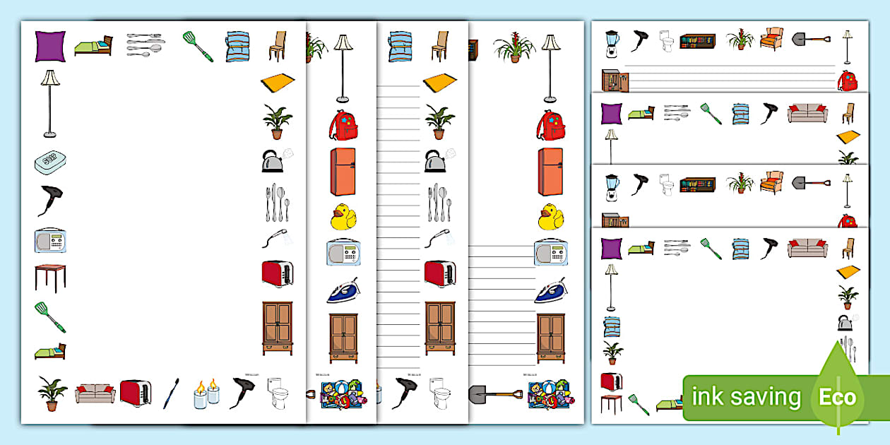 Household Items Page Border Pack - (teacher made) - Twinkl