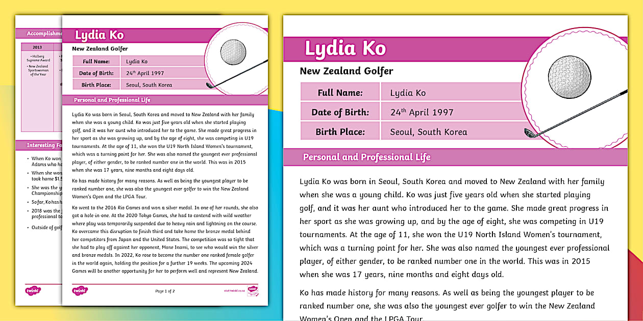 Lydia Ko Fact File (صُمم من قبل مُختصّين)