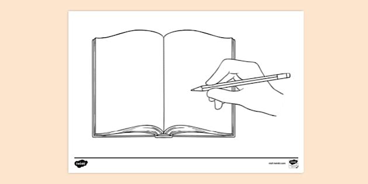Student Writing in a Book Colouring | Colouring Sheets