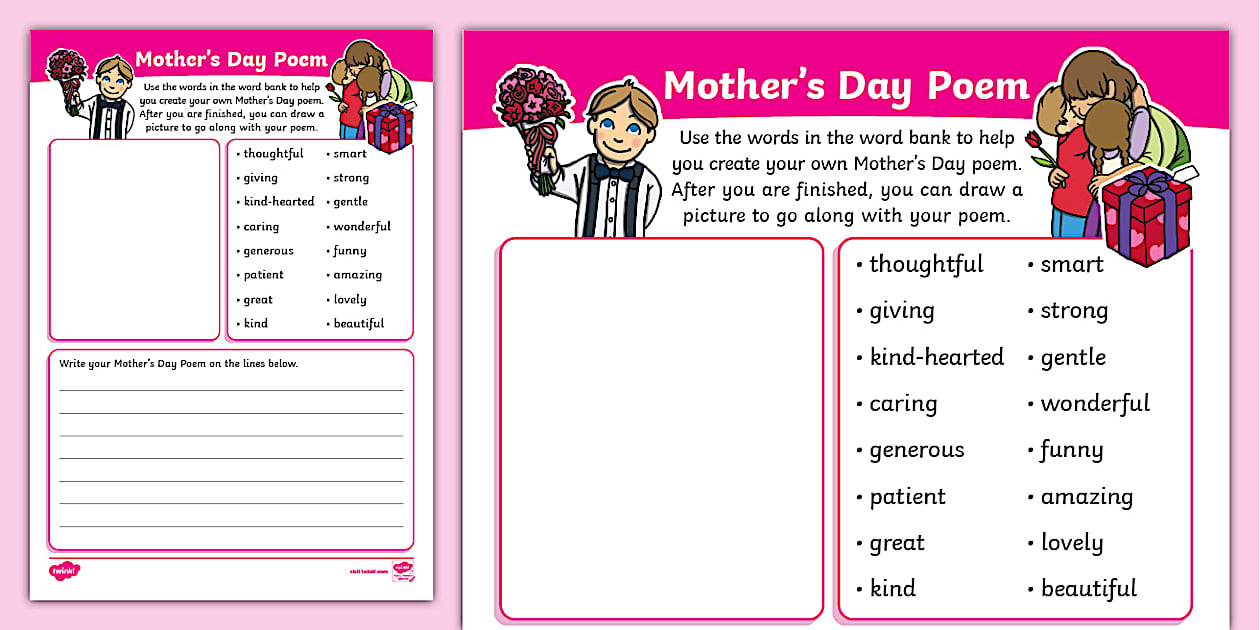 Mother's Day Poem Writing Template (Teacher-Made) - Twinkl