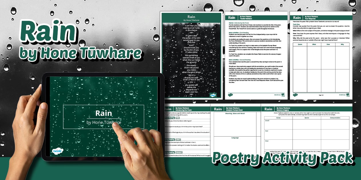Rain by Hone Tūwhare - Poetry Activity Pack