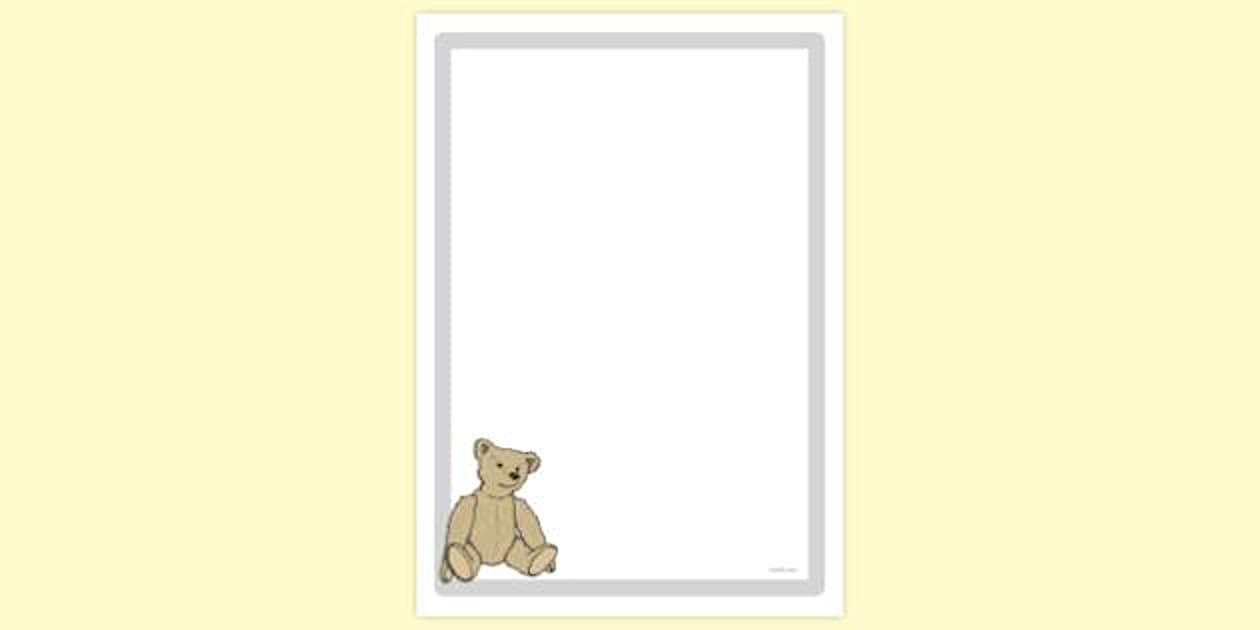 Simple Blank Old Teddy Page Border | Twinkl (Teacher-Made)