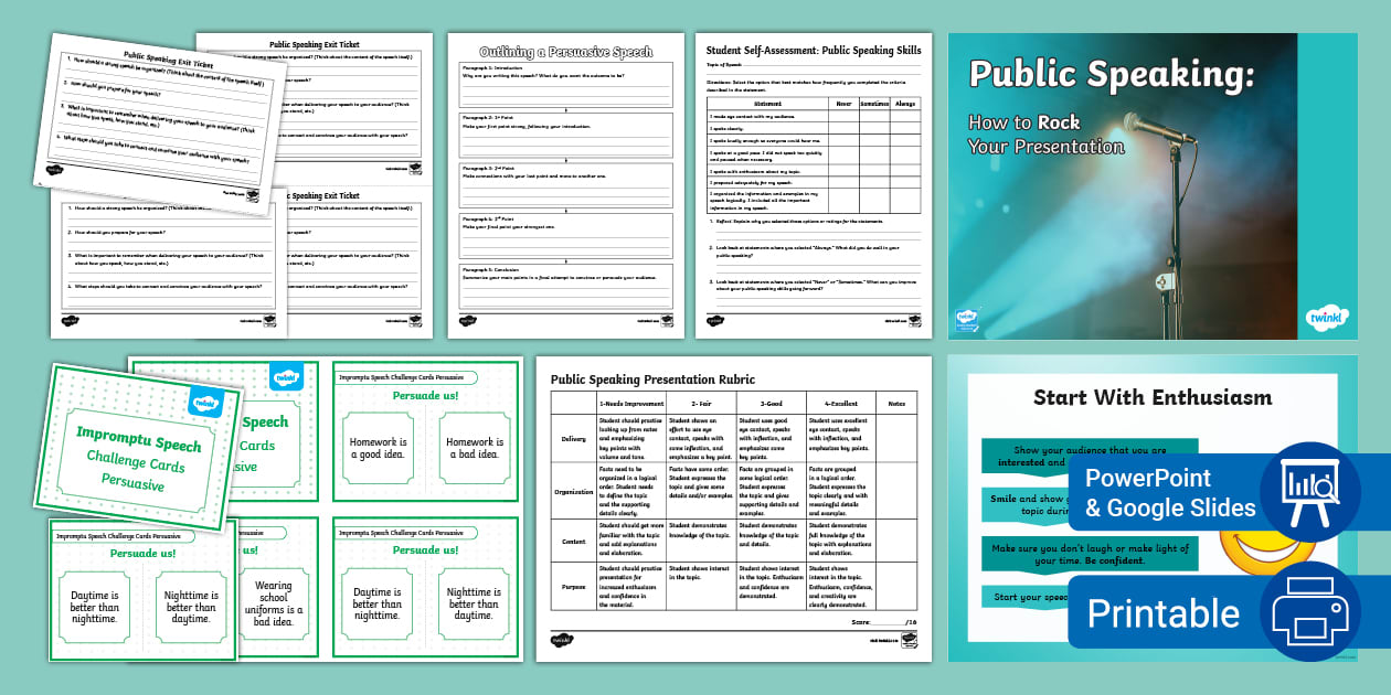 Public Speaking Lesson Pack for 6th-8th Grade - Twinkl
