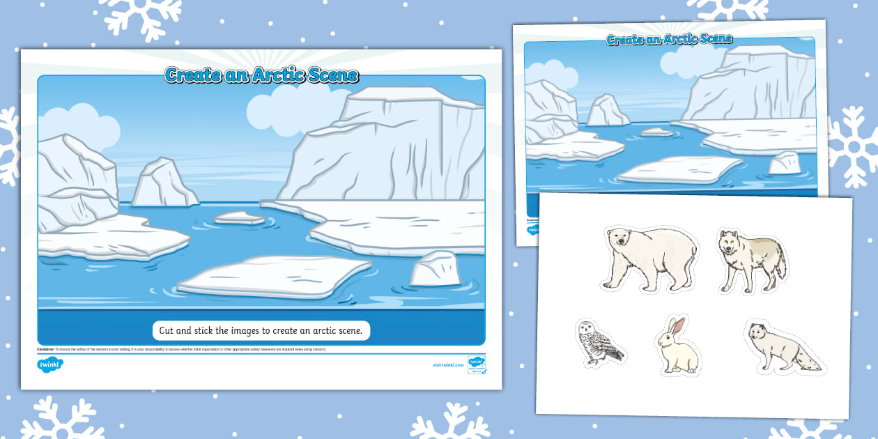Arctic Animals Cut and Stick Activity Twinkl - Twinkl