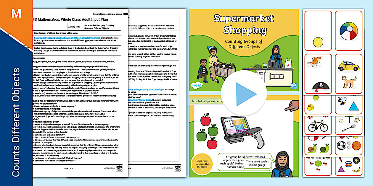 Kindergarten Maths Shopping Count Groups of Different Objects Plan