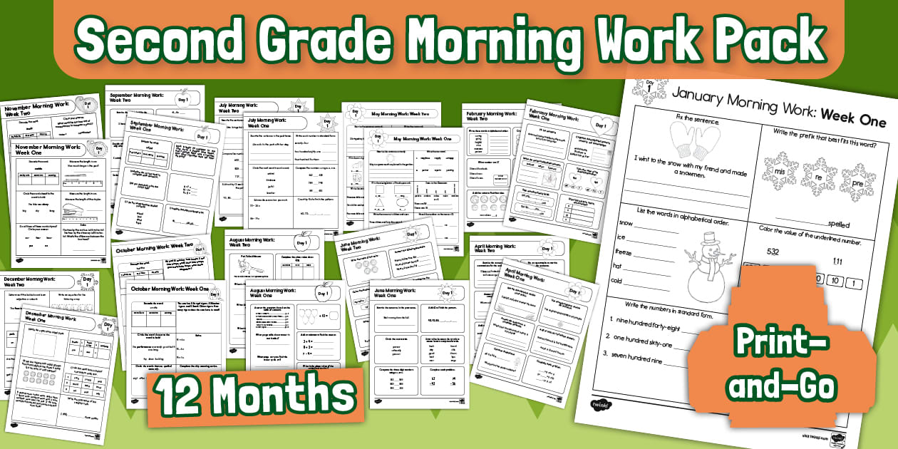 Second Grade 12 Months of Morning Work Pack (teacher made)