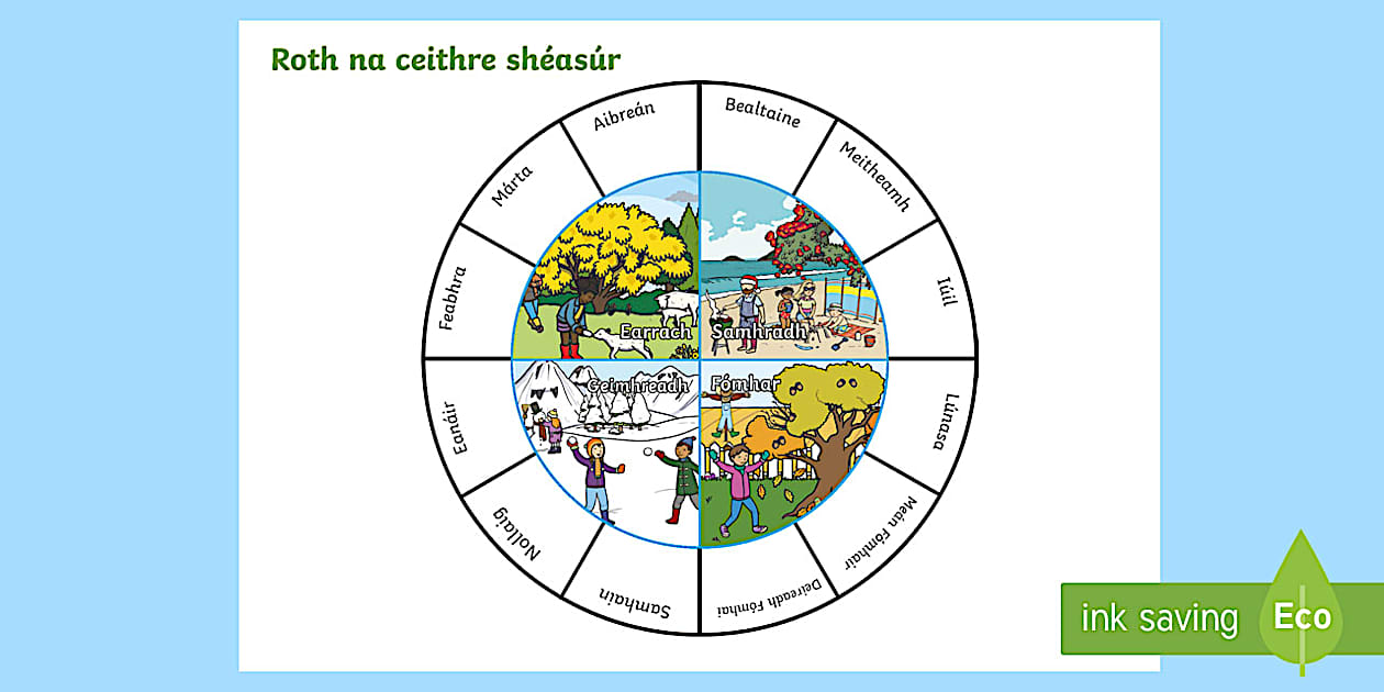 Four Seasons Wheel Visual Aid Gaeilge (Teacher-Made)