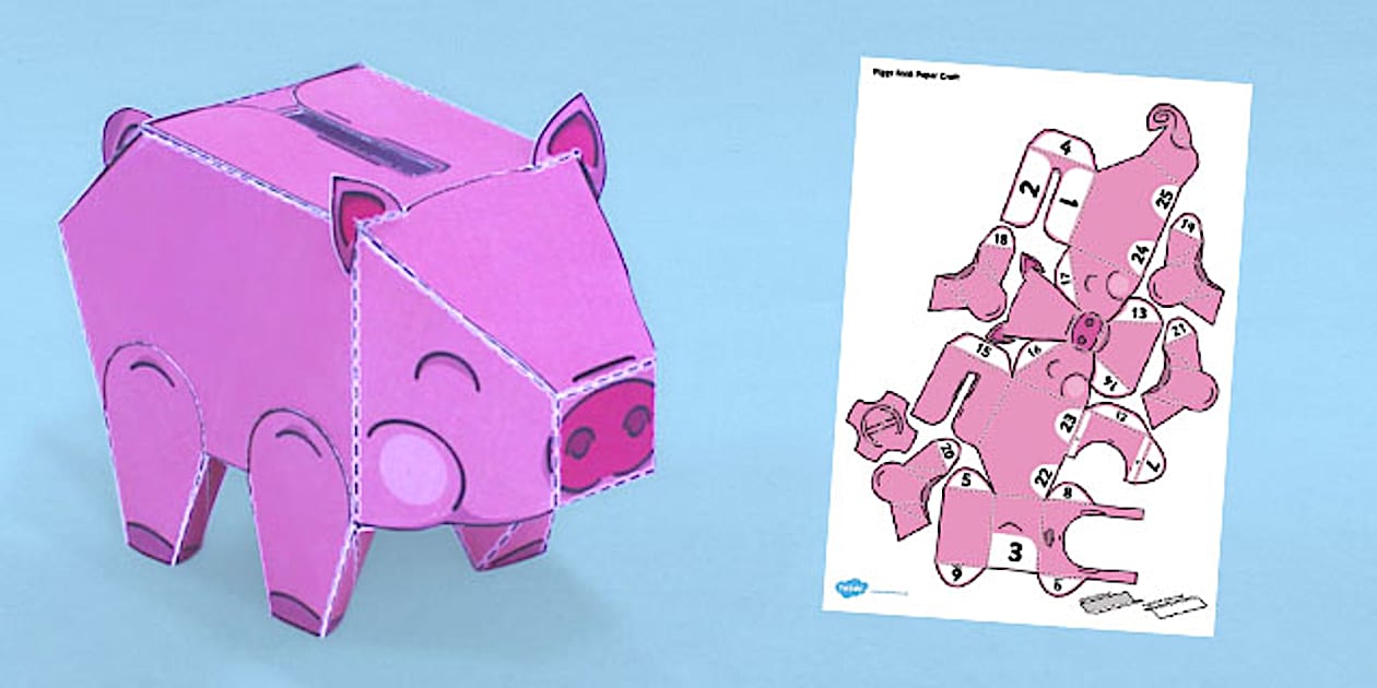 Simple Piggy Bank Paper Craft - Twinkl