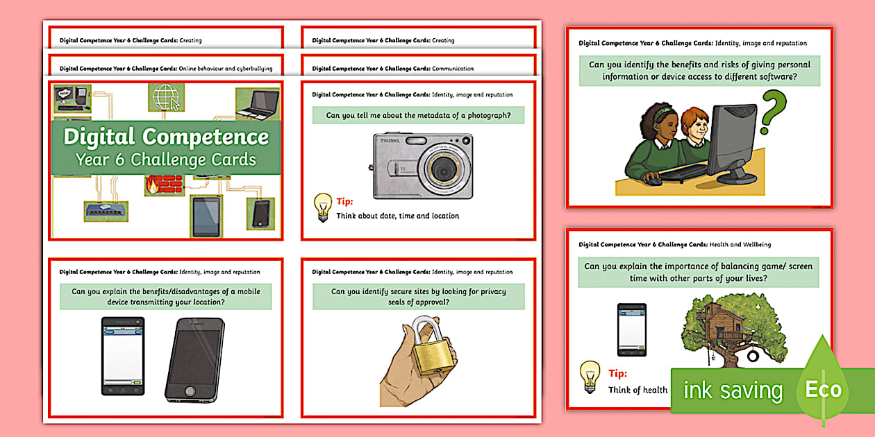 Digital Competence Year 6 Challenge Cards (teacher made)