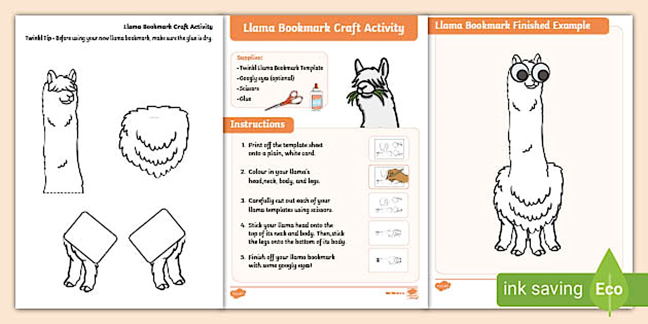Llama Bookmark Craft Activity (Hecho por educadores)