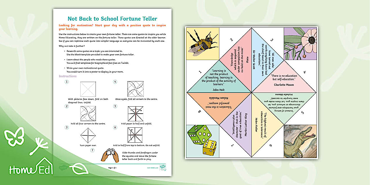 Not Back to School Fortune Teller (l'enseignant a fait)