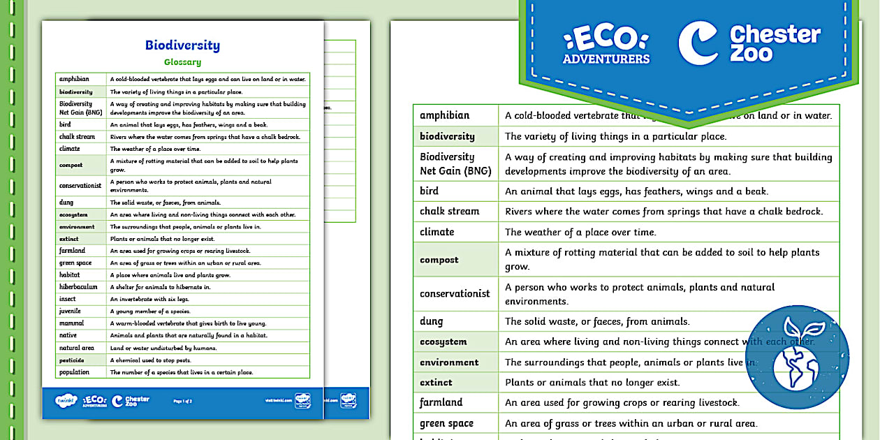 FREE! - Year 5 Biodiversity Vocabulary Glossary - Twinkl