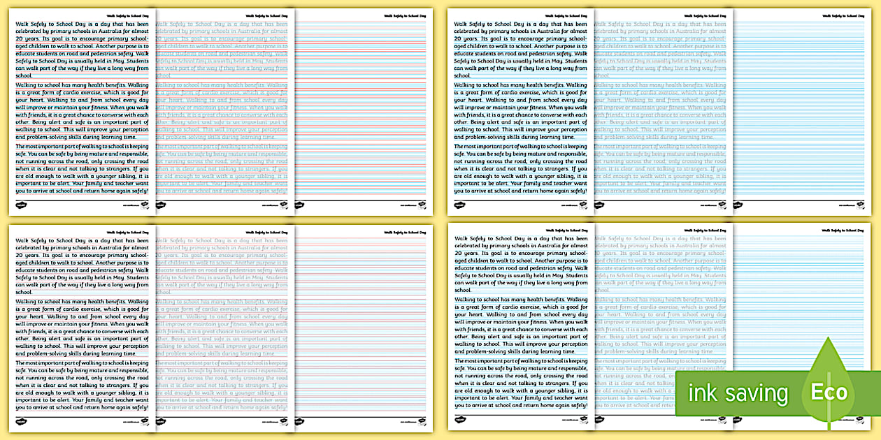 Cursive Walk Safely to School Day Handwriting Worksheets