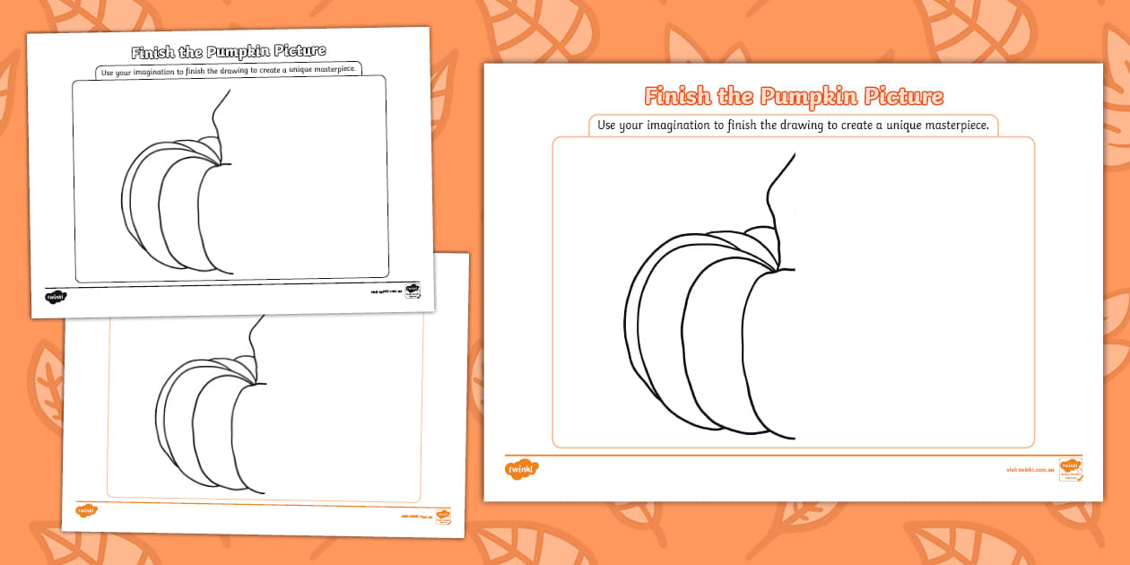 Pumpkin Finish the Picture Worksheet (teacher made) - Twinkl