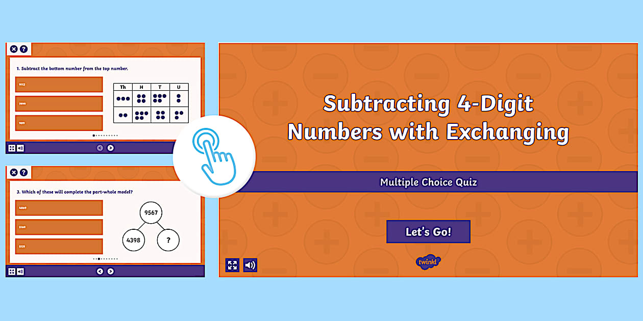 Subtracting 4-Digit Numbers with Exchanging Multiple Choice Quiz