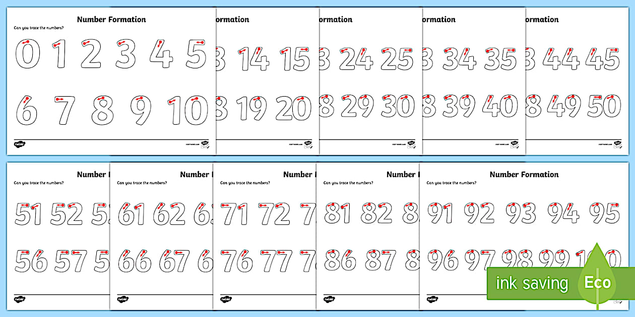 Number Formation Worksheet / Worksheets Pack (teacher made)