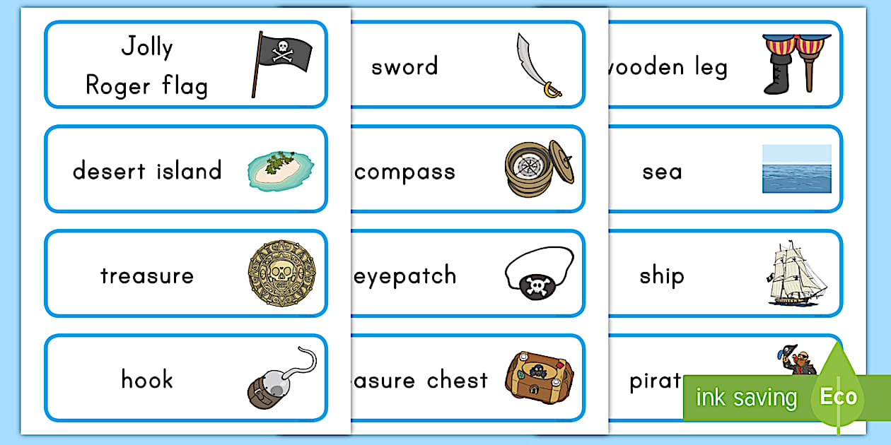 Pirate Word Cards (teacher made) - Twinkl