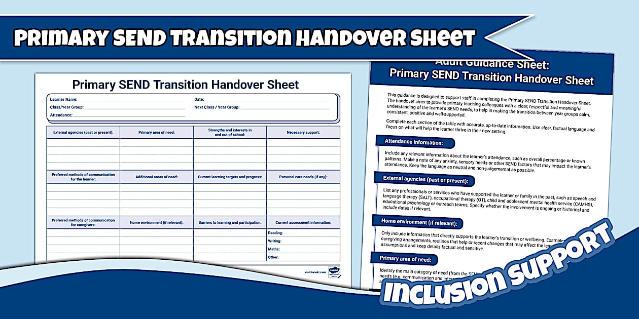 Primary SEND Transition Handover Sheet