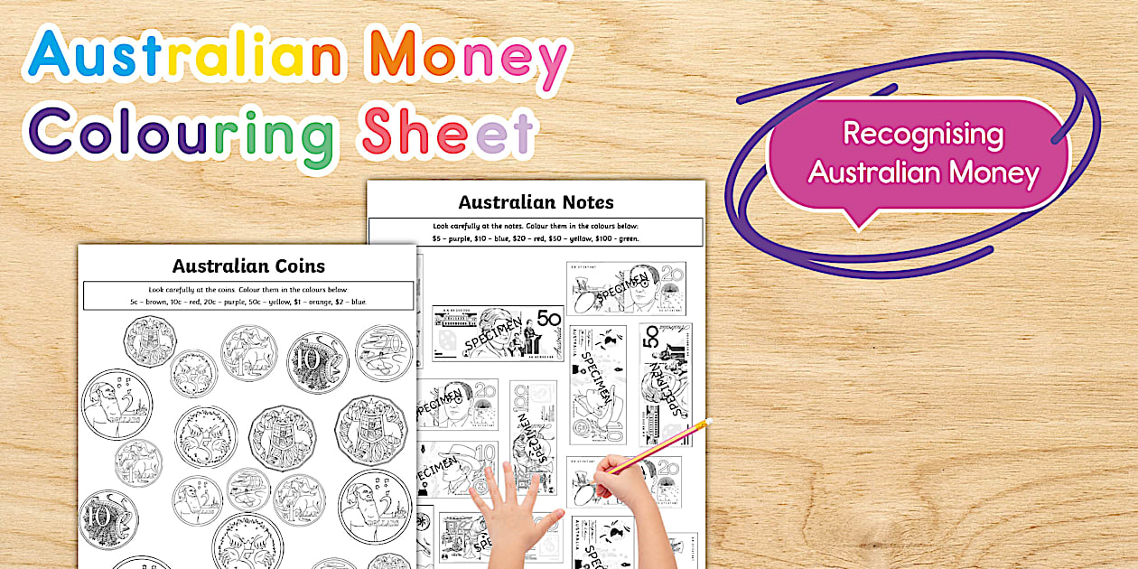Australian Money Colouring Sheet - Twinkl