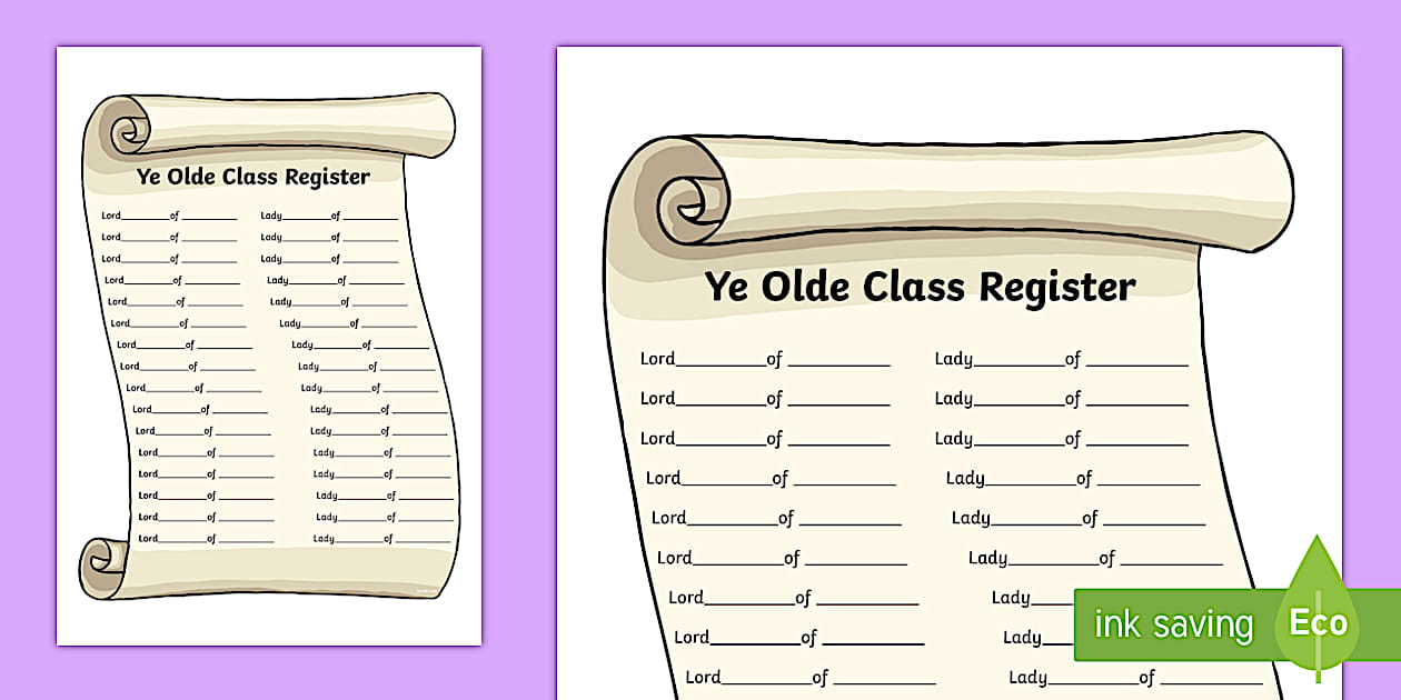 Ye Olde Class Register (teacher made) - Twinkl