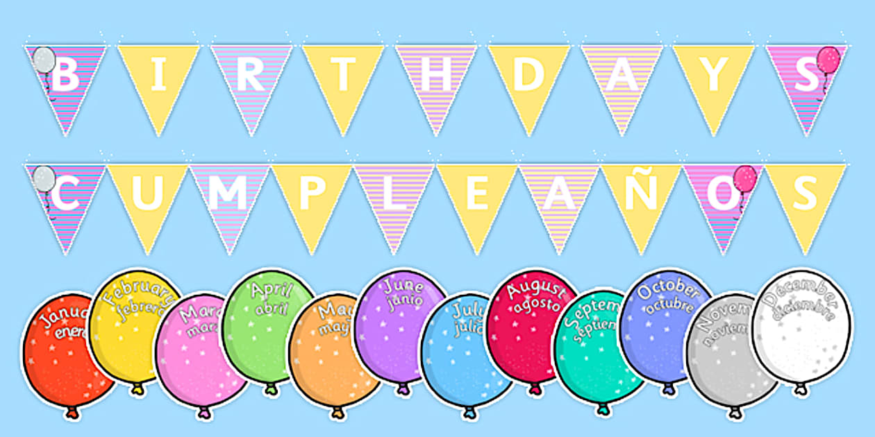 Balloon Themed Birthday Display Pack Spanish Translation