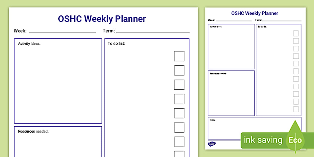 OSHC Weekly Planner
