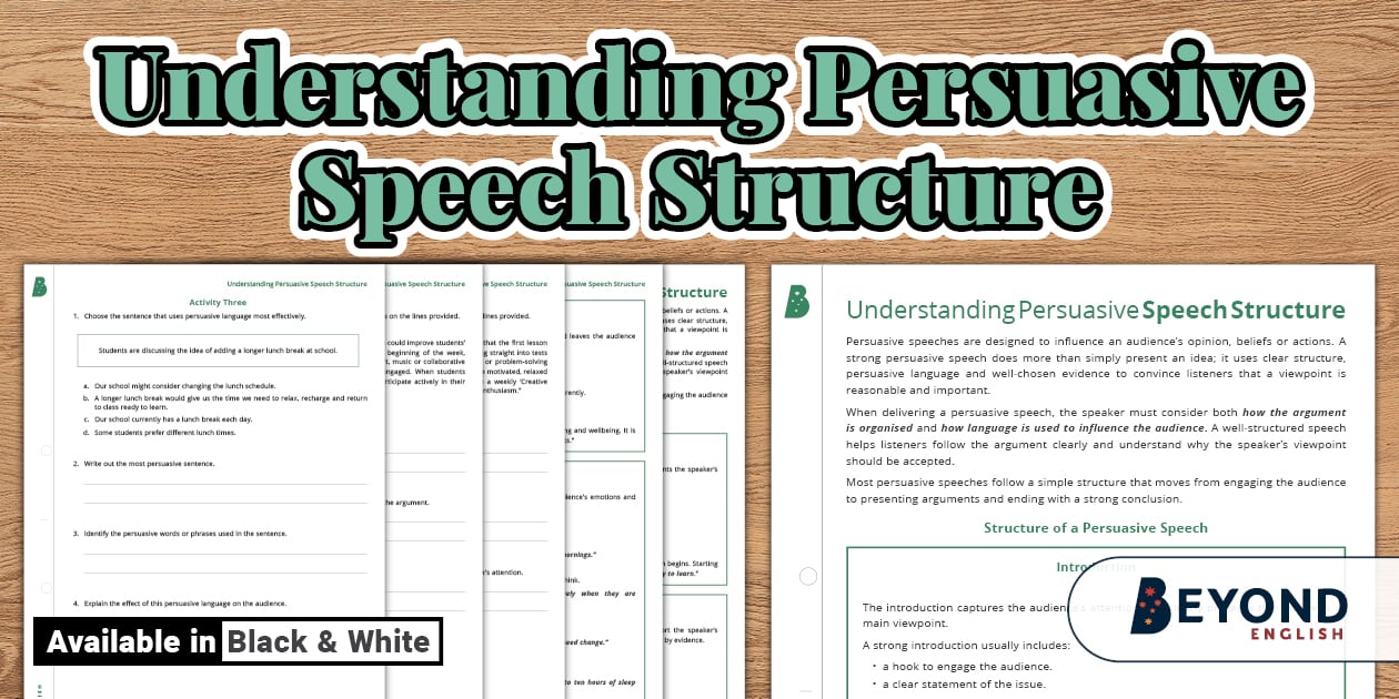 Understanding Persuasive Speech Structure - Activities