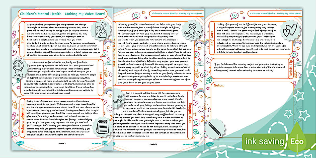 Children's Mental Health Poster: Making My Voice Heard (11+)